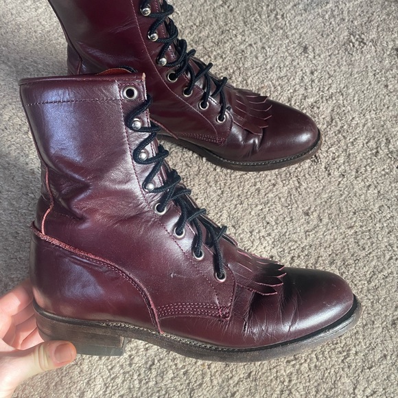 Justin Boots | Shoes | Vintage Justin Roper Boots In Maroon | Poshmark